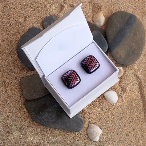 Cufflinks Small Pink Dot Cornish Glass Art