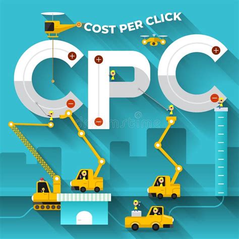 Flat Design Concept Building Text Cpc With Construction Team Vector Illustrate Stock Vector