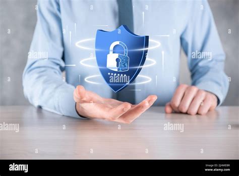 Cyber Security Network Padlock Icon And Internet Technology Networking Businessman Protecting