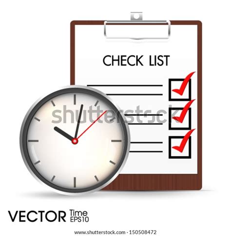 Clock Check List On Clipboard Timing Stock Vector Royalty Free