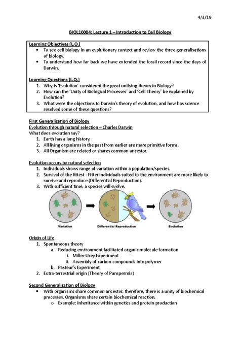 Lecture Introduction To Cell Biology BIOL Lecture Introduction To Cell