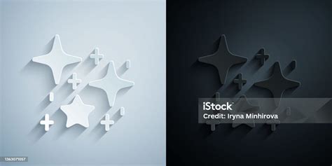 종이 컷 반짝이 파티클 아이콘 회색과 검은 색 배경에 격리 매직 크리스마스 장식 종이 아트 스타일 벡터 3차원 형태에 대한 스톡 벡터 아트 및 기타 이미지 Istock