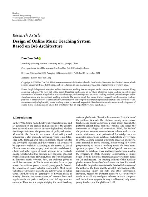 Pdf Design Of Online Music Teaching System Based On B S Architecture