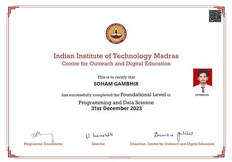 Soham Gambhir On Linkedin Datascience Programming Certification Iitmadras