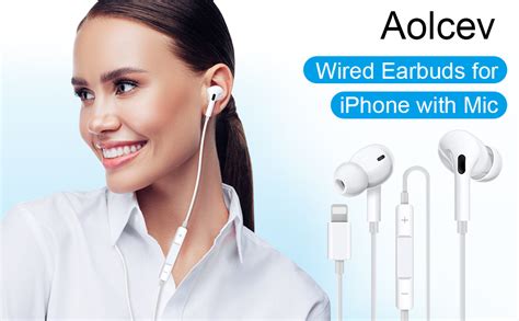 Aolcev Wired Earphones For Iphone In Ear Headphones Earbuds With Mic