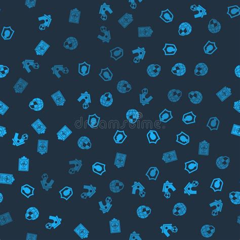 Set House With Shield Life Insurance Shield World Globe And Health On Seamless Pattern Vector