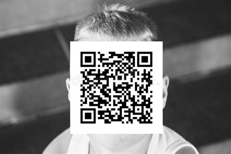 Man With Qr Code On His Face Stock Image Image Of Face Forbidden