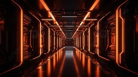 공상 과학 그림 네온 오렌지 우주선 복도 검정색 배경에 대해 3d 렌더링 네온 룸 공상 과학 배경 사이버펑크 배경 배경 일러스트 및 사진 무료 다운로드 Pngtree
