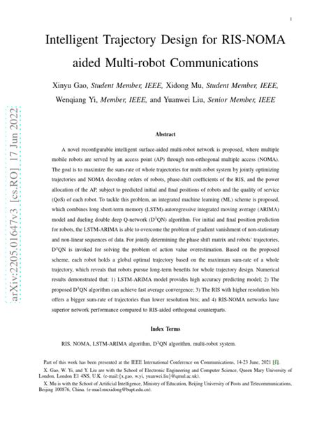 Intelligent Trajectory Design For Ris Noma Pdf Autoregressive Model Applied Mathematics