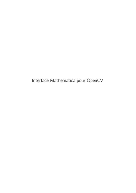 Interface Mathematica Pour Opencv Docsity