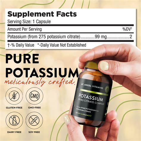 Potassium 99mg Citrate Complex Mt Angel Vitamins