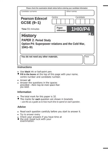Edexcel Gcse 2025 Superpower Relations Prediction Practice Paper Teaching Resources