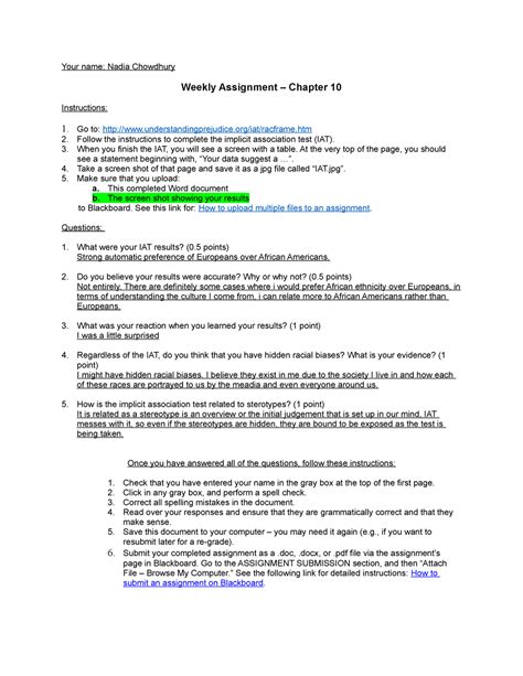 Chapter 10 Results Your Name Nadia Chowdhury Weekly Assignment