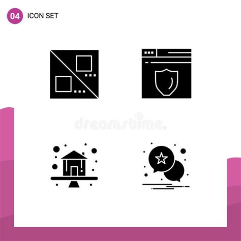 4 User Interface Solid Glyph Pack Of Modern Signs And Symbols Of Cross Property Web Server