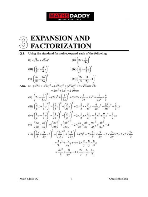 Expansion And Factorisation Grade 9 Sheet Pdf Algebra Teaching