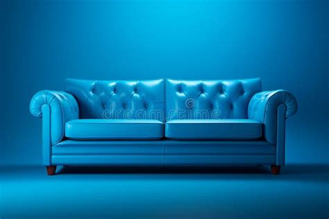 Blue Comfort A Sofa Isolated For A Polished Web Presentation Stock