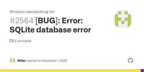 Bug Error Sqlite Database Error · Issue 2564 · Mintplex Labs