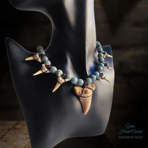 Guatemalan Jadeite Rustic Necklace Shark Tooth And Crystal Bead