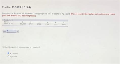 Solved Problem IRR LG Compute The IRR Static For Chegg Com