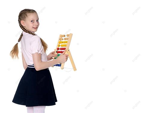 the girl counts on abacus calculate count calculator photo background