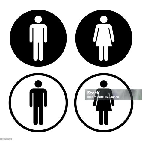 남자와 여자 아바타 아이콘 세트 남성과 여성의 성별 프로필 기호 남성과 여성 화장실 로고 화장실 과 욕실 버튼 표지판 벡터