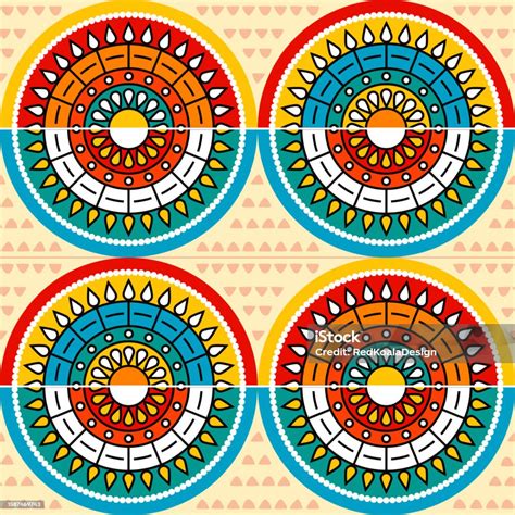 아프리카 왁스 디자인 또는 앙카라 벡터 원활한 패턴 만다라와 자바 인쇄 섬유 디자인 케냐 서부 및 중앙 아프리카의 전통 장식 0