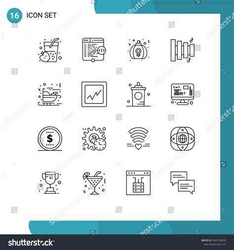 User Interface Pack 16 Basic Outlines Stock Vector Royalty Free 1695148990