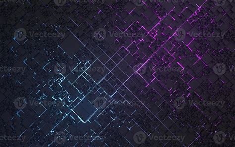 3d Rendering Cube Abstract Technology Background With Colored Bright Lighting Under The Cube