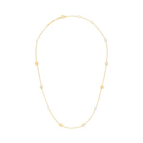 W 셀린느 레 뻬를르 셀린느 네클리스 스트라스 레진 펄 앤 브래스 골드 피니쉬 골드 아이보리 Celine Kream