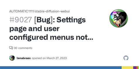 Bug Settings Page And User Configured Menus Not Loading · Issue