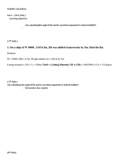 Stability Calculation Pdf Shipping