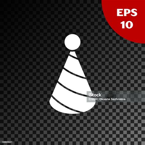 투명 한 어두운 배경에 격리 된 화이트 파티 모자 아이콘입니다 생일 모자입니다 벡터 일러스트레이션 개인 장식품에 대한 스톡 벡터 아트 및 기타 이미지 Istock