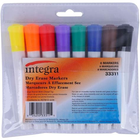 Integra Chisel Point Dry Erase Markers Chisel Marker Point Style Assorted 1 Set Ita33311