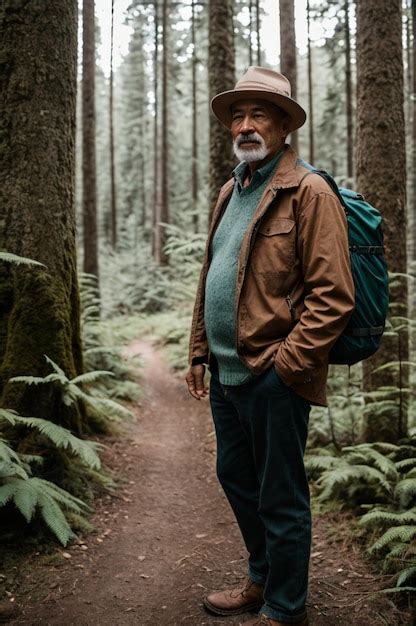 Premium Ai Image Old Man In Forest