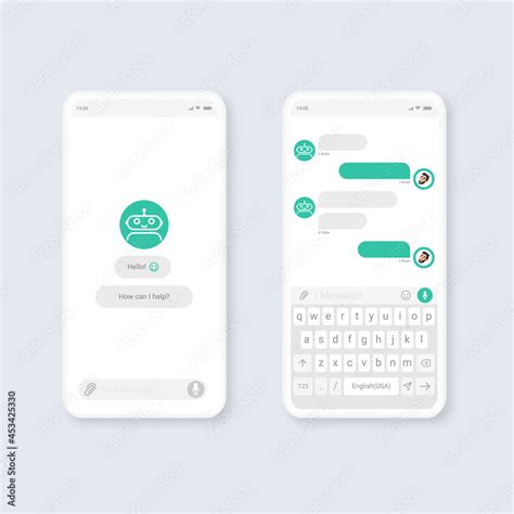 Chat Bot Mobile Application Dialog Box Template Concept Ui Ux Elements