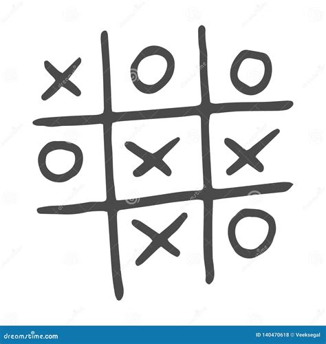Hand Drawn Tic Tac Toe Game Vector Illustration Isolated On White Background Stock Vector