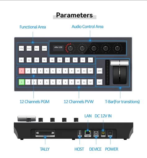 Kato VMix Console Switchboard Controller USB LAN Control PTZ Camera Live Broadcast Video Mixer