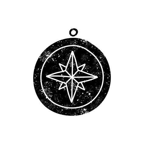 Vintage Compass Black Hand Drawn Icon In Grunge Look Premium Vector