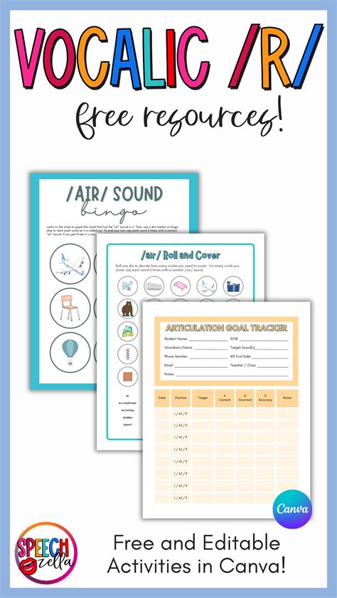 Free Vocalic R Worksheets For Articulation Therapy Speechzella