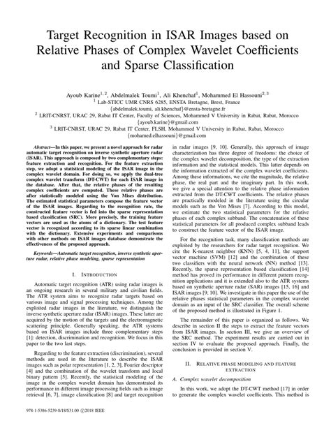 Pdf Target Recognition In Isar Images Based On Relative Phases Of