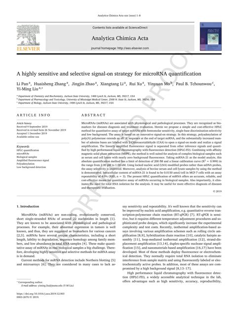 Pdf A Highly Sensitive And Selective Signal On Strategy For Microrna
