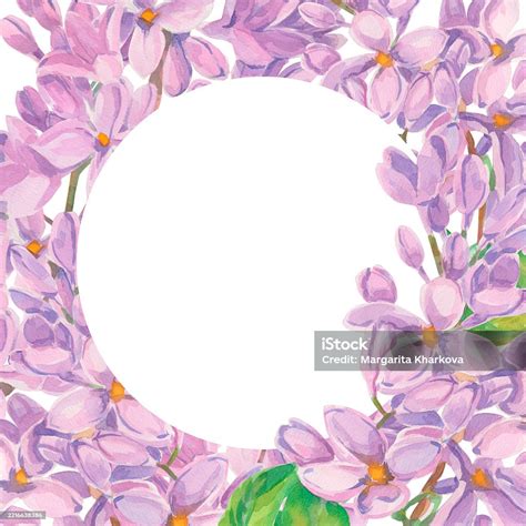 보라색 라일락 꽃이 있는 사각형 프레임 손으로 그린 클립 아트는 흰색 배경에 고립되어 있습니다 텍스트를 위한 빈 공간입니다 공간 복사 결혼식 초대장 인사말 카드를위한 꽃