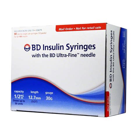 Bd Ultra Fine Insulin Syringes 30g 12cc 127mm 12 90bx