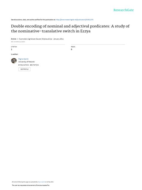 ajanki 2011 double encoding of nominal and adjectival predicat download free pdf