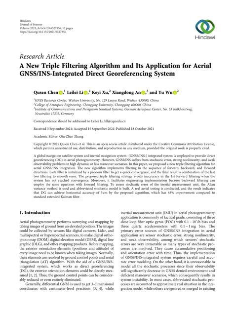 Pdf A New Triple Filtering Algorithm And Its Application For Aerial