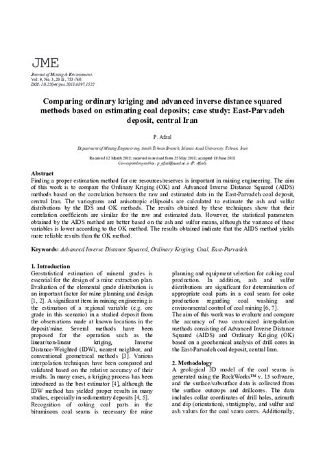 Pdf Comparing Ordinary Kriging And Advanced Inverse Distance Squared Methods Based On