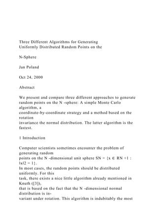 Three Different Algorithms For Generatinguniformly Distribut Docx