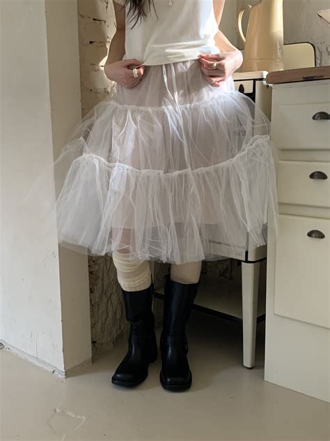 리브룸 미미 시스루 레이어드 쉬폰 샤 스커트 세트 위시버킷