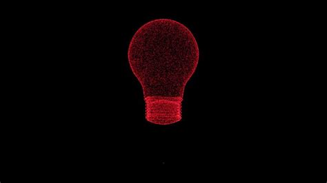Premium Photo 3d Red Light Bulb On Black Background Object Consisting Of Flickering Particles