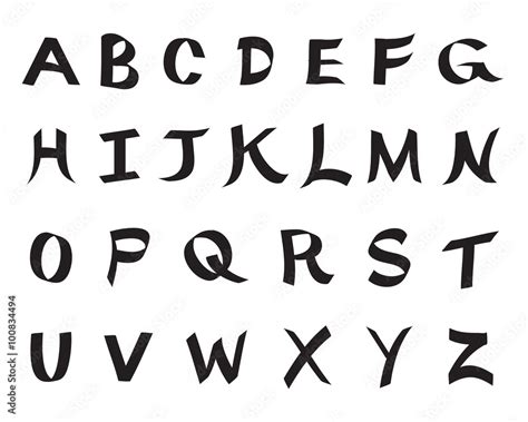 English Bold Font Set In Retro Asian Style Stock Vector Adobe Stock